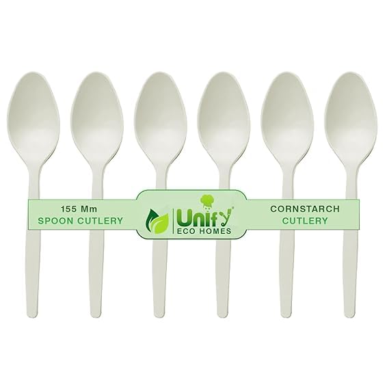 EcoHomes 100 Pieces Disposable Biodegradable Cornstarch Spoon Set ...