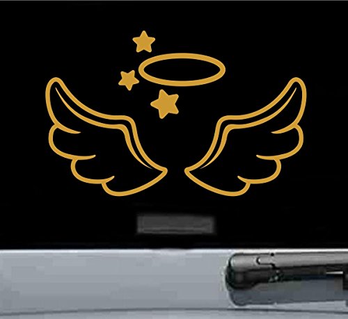 Amazon.com: JS Artworks Angel Wings and Halo Vinyl Decal Sticker (Gold ...
