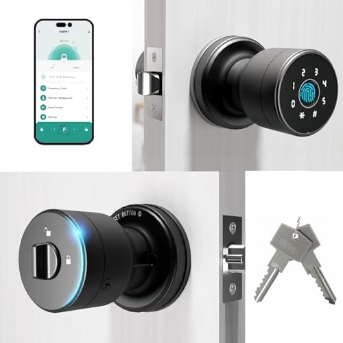 Amazon.com: Smart Door Knob with Keypad, Smart Door Lock Fingerprint ...