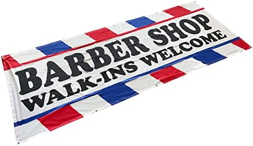 Amazon.com: 4 Less Co 3x8 Feet BARBER SHOP WALK INS WELCOME Vinyl ...