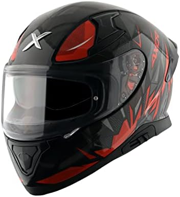 Axor Apex Solid ISI ECE DOT Certified Glossy Black Full Face Dual Visor ...