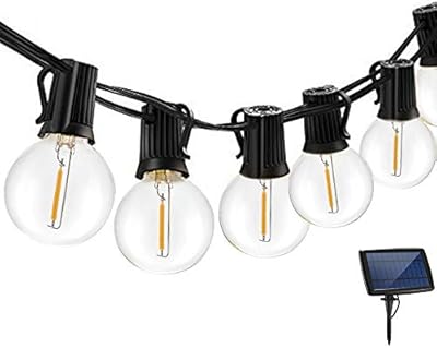 Brightown Solar String Lights Outdoor 58FT(48+10) with Remote Cable Ties and Hooks, G40 Patio ...