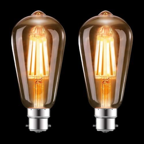 MLOQI 2 Pack B22 Vintage Light Bulbs, Bayonet Light Bulb, 4W 2300K B22 ...