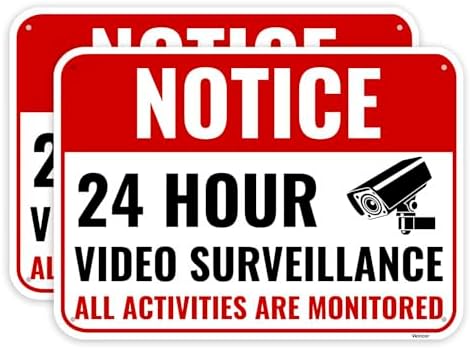 Amazon.com: 2PC Video Surveillance Sign, 14 x 10 Inches - Aluminum ...