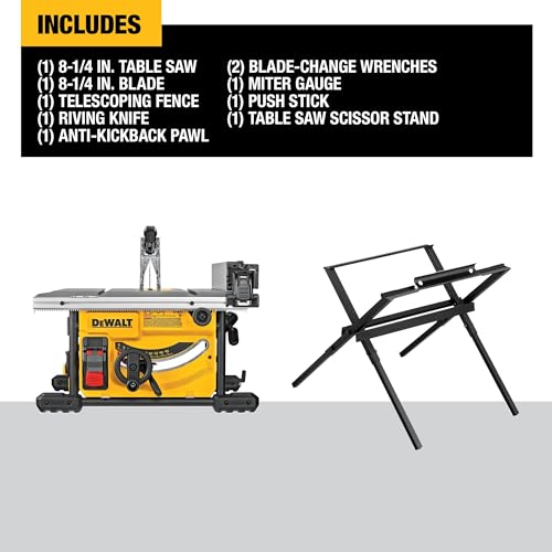 DEWALT Portable Table Saw with Stand, 8-1/4 inch, up to 48-Degree Angle ...