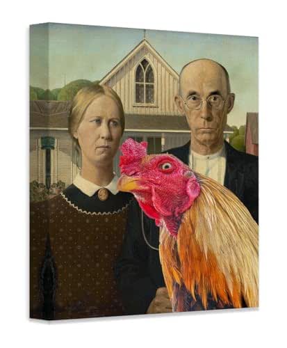 Amazon.com: American Gothic - Funny Rooster Poster and Parody Art Print ...