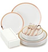Amazon.com: By Madee HEAVYWEIGHT Elegant Disposable Dinnerware Set ...