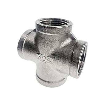 Amazon.com: Thread 4 Way Female Cross Coupling Connector SS 304 Pipe ...