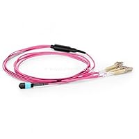 8 Fiber MPO Break Out Patch Cable with MPO (F) and 4 x LC/PC Duplex OM4 ...
