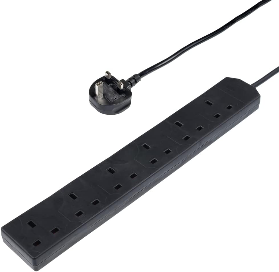pro elec 6 Gang 10 m Extension Lead Surge Protector - Black: Amazon.co ...