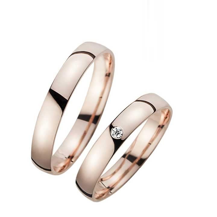 Rose Gold Wedding Ring Set Couple Matching Wedding Ring Set ...