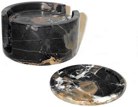 Amazon.com | Extra Large Black Marble Coasters, Set of 6 Stone Drink ...