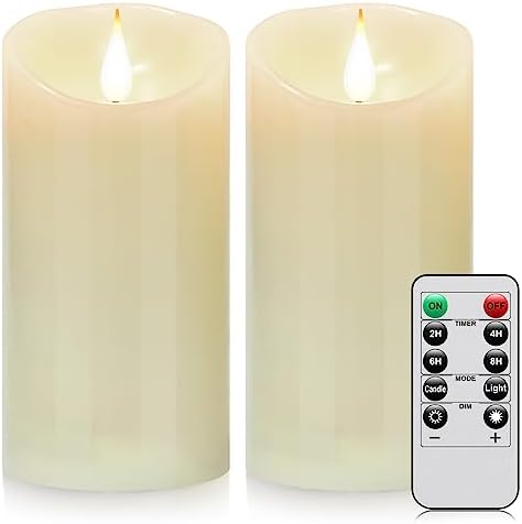 Biyanuo Battery Operated LED Candles 3D Wick with10key Button Remote ...