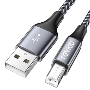 Raviad USB Printer Cable Scanner Cable 2M USB 2.0 Type B Cable, USB A ...