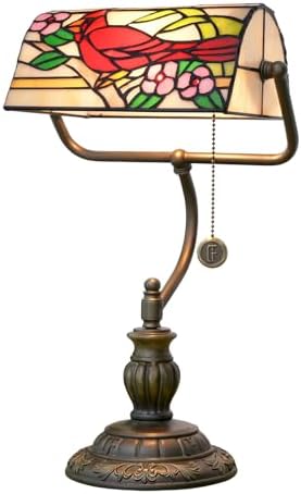 Blivuself Northern Cardinal Bird Tiffany Bankers Desk Lamp Stained ...