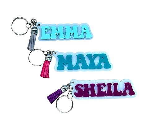 Amazon.com: Groovy Retro Name Keychain | Customizable Acrylic |Preppy ...