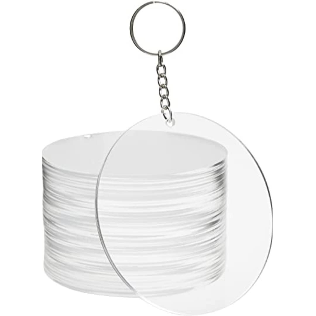 LARERIK 2 inch Acrylic Keychain Blank with Key Ring for Customization ...