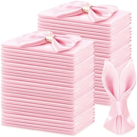 Amazon.com: 60 Pcs Silk Pink Napkins Cloth Pink Satin Silky Napkins for ...