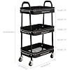 simpa 3 Tier Metal Multipurpose Wheeled Storage Tray Cart - BLACK 78 ...