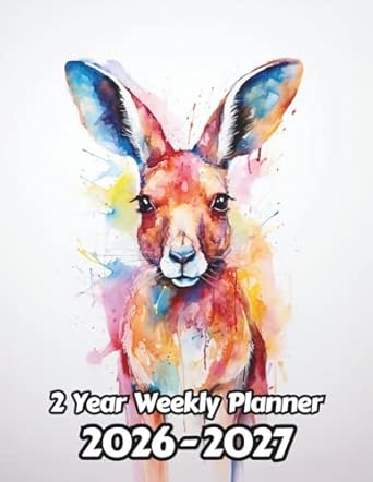 Watercolor Kangaroo 2 Year Weekly Planner 2024-2025: 104 Week Calendar ...