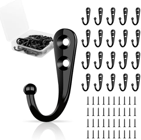 Amazon.com: Zlierop 58 Pieces Key Hooks, Blacks Small Hooks, Single ...