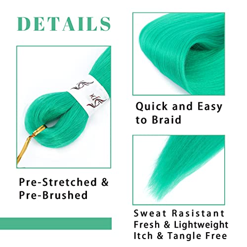 Spetra Green Braiding Hair Pre Stretched 76cm Long EZ Braids 8 Bundles ...