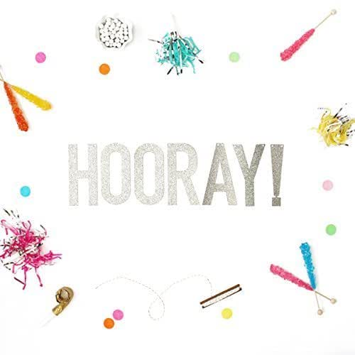 Amazon.com: HOORAY! Glitter Banner in Gold or Silver : Home & Kitchen