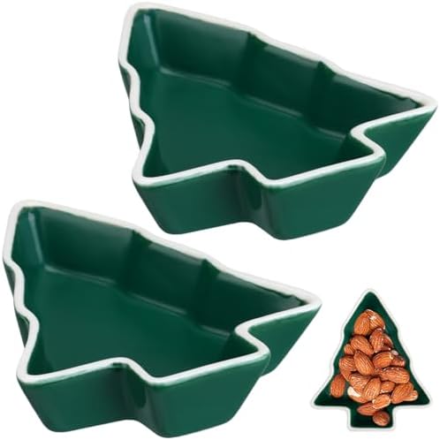 Amazon.com: Healeved 2pcs Christmas Tree Shaped Plates 4. 52 Inch Green ...