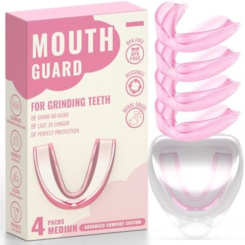Amazon.com : 4 Pack Pink Mouth Guards for Women and Teens, Medium Size ...