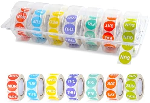 Amazon.com : 3500 Pieces 1 Inch Days of The Week Stickers 7-Slot Day of ...