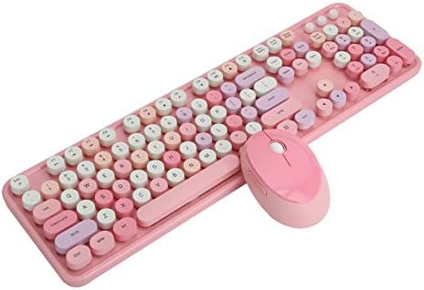 Amazon.com: Cute Keyboard Mouse Combo, 2.4G Cordless Full Size Round ...