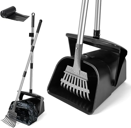 Poop Scooper for Medium and Large Dogs Swivel Bin & Rake Kit,Pooper ...