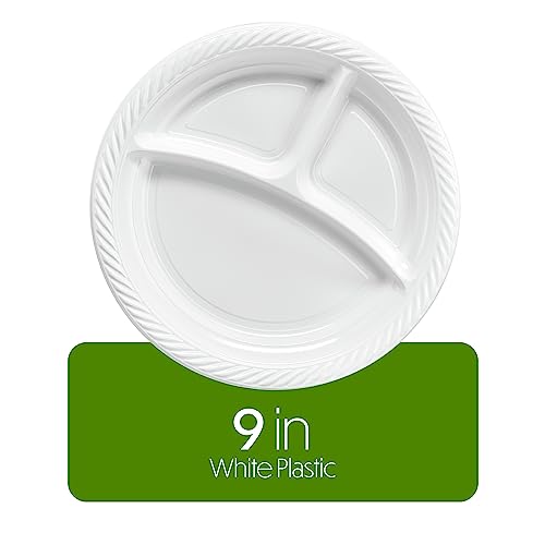 Snapklik.com : PLASTICPRO 9 Inch Round Plastic Plates 3 Compartment - 3 ...