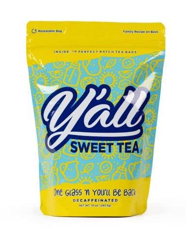 Y'all Sweet Tea - Decaf Iced Tea Bags One Gallon Size in 10 Gallons Per ...