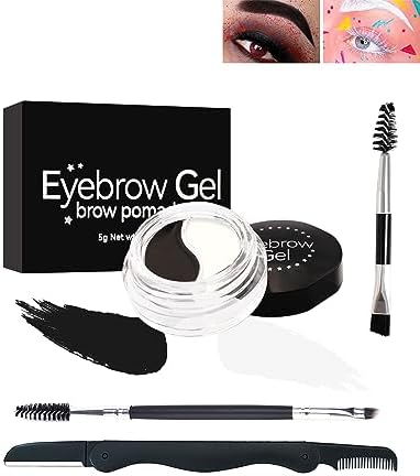 Amazon.com : Eyebrow Gel Brow Pomade Set-2 in 1 White Black Waterproof ...