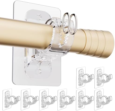 Amazon.com: No Drill Curtain Rod Brackets, (8 Pack) Self Adhesive ...