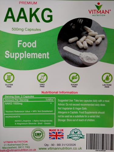 AAKG 500mg L-Arginine Alpha Ketoglutarate 90 Muscle Gym Capsules ...