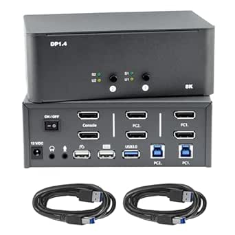 Amazon.com: KVM Switch 2 Monitors 2 Computers, 8k Displayport Switch ...
