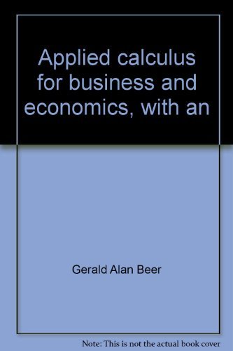 Buy Applied calculus for business and economics, with an introduction ...