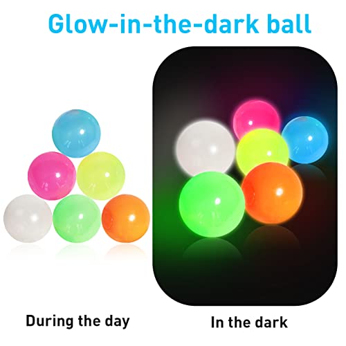 12 Pcs Sticky Balls Ceiling Glow in The Dark, Night Stress Balls ...