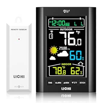 Amazon.com: Weather Station Wireless Indoor Outdoor Thermometer， Inside ...