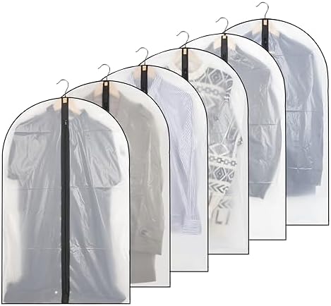 Garment Bags Dustproof Clothes Covers PEVA translucent cover 6 pieces ...