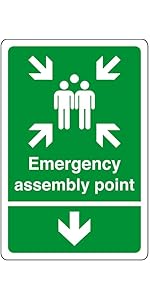 Emergency assembly point arrow right sign - safety sign - business signs, carpark safety signs ...