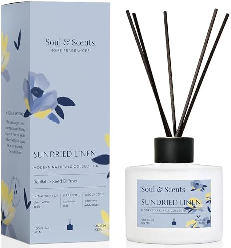 Soul & Scents Premium Sundried Linen Reed Diffuser Set|Free 6 Fiber ...