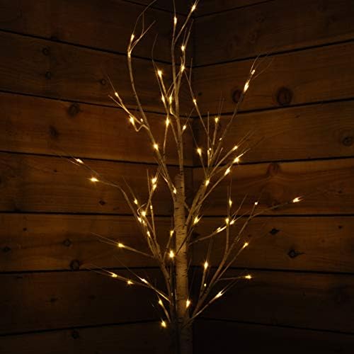Christow Light Up Outdoor Birch Tree 6ft, Pre Lit Christmas Twig Tree ...
