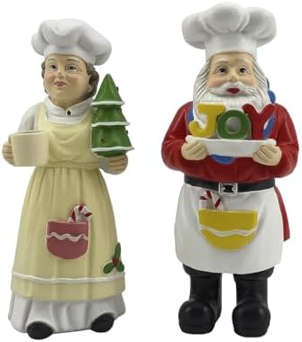 iStatue Chef Santa & Mrs. Claus Christmas Figurines Set of 2-5'' Hand ...