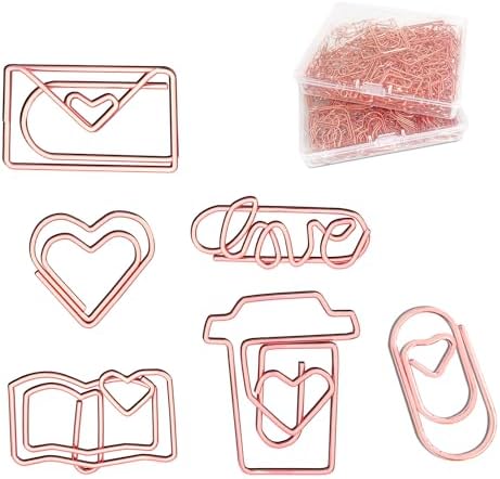 Amazon.com : 200 Pcs Small Paper Clips Rose Gold Heart Paper Clip ...