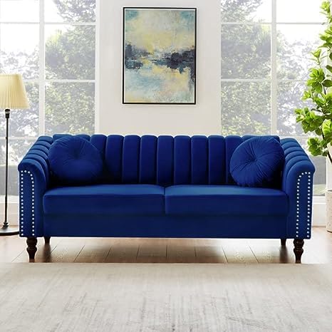 ZARA TRADING COMPANY Tufted 3 Seater Fabric Valvet Chesterfield Sofa ...