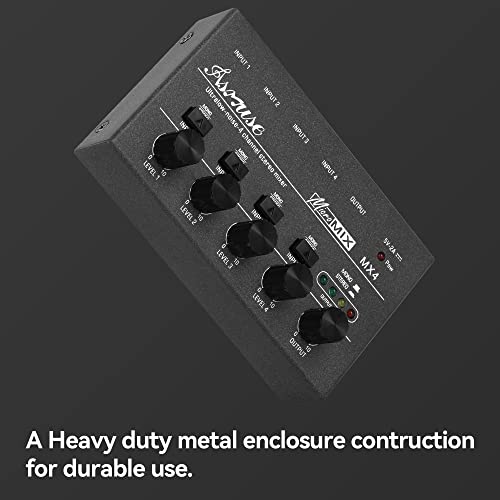 Snapklik.com : 4 Channel Audio Mixer, Low-Noise Mini Stereo Line Mixer ...