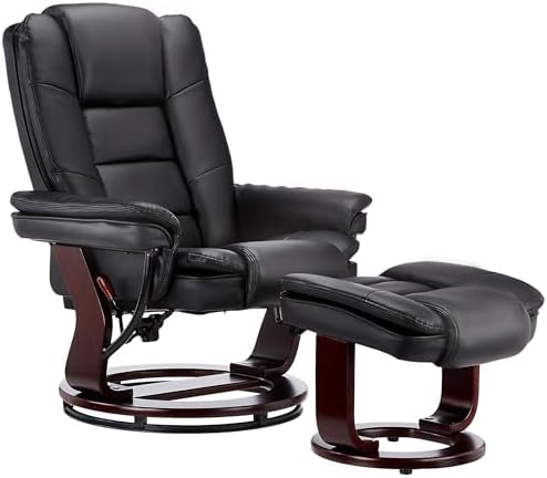 Amazon.com: HOMCOM Recliner Chair with Ottoman Footrest, 360° Swivel ...
